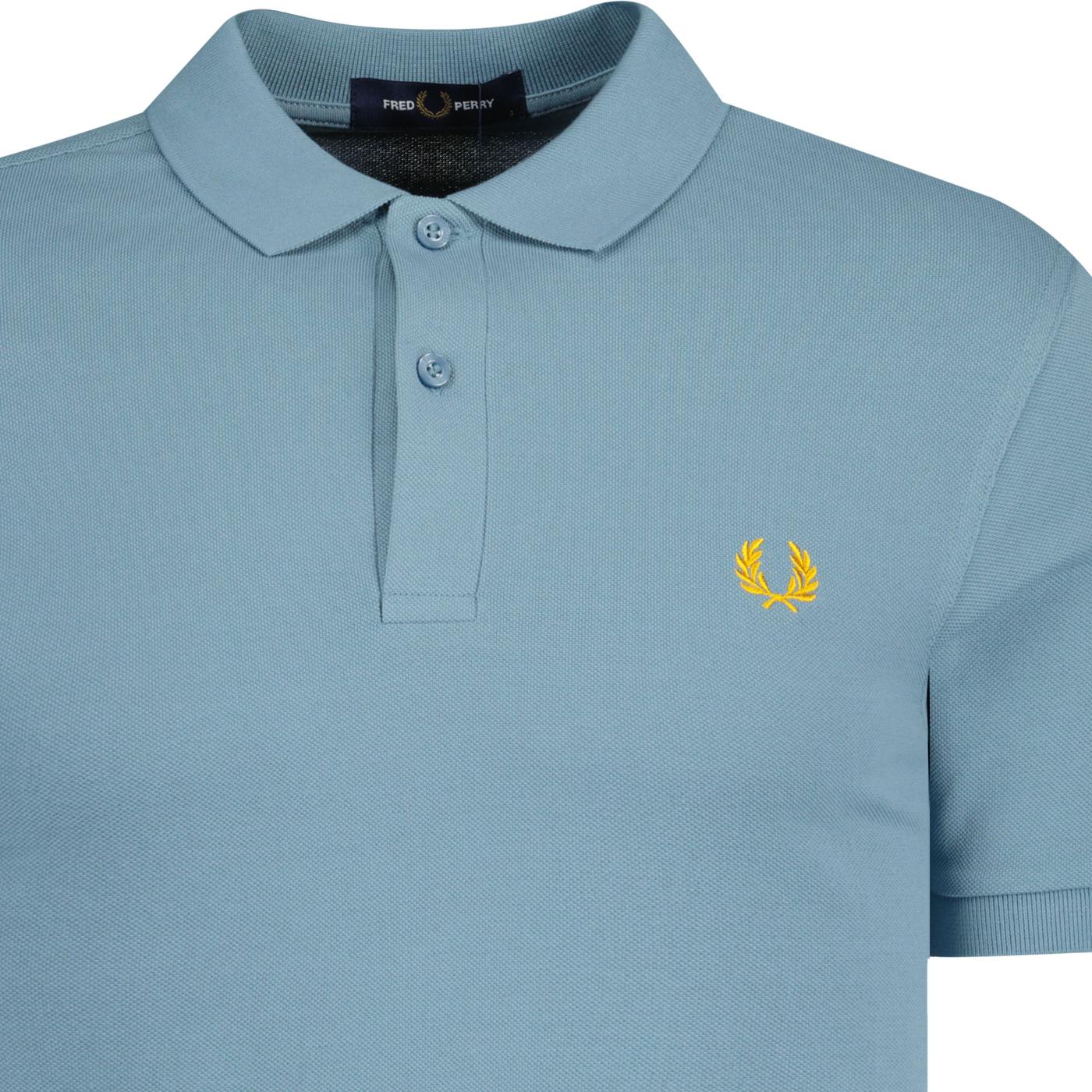FRED PERRY Men's Retro Slim Fit Pique Polo Shirt in Ash Blue