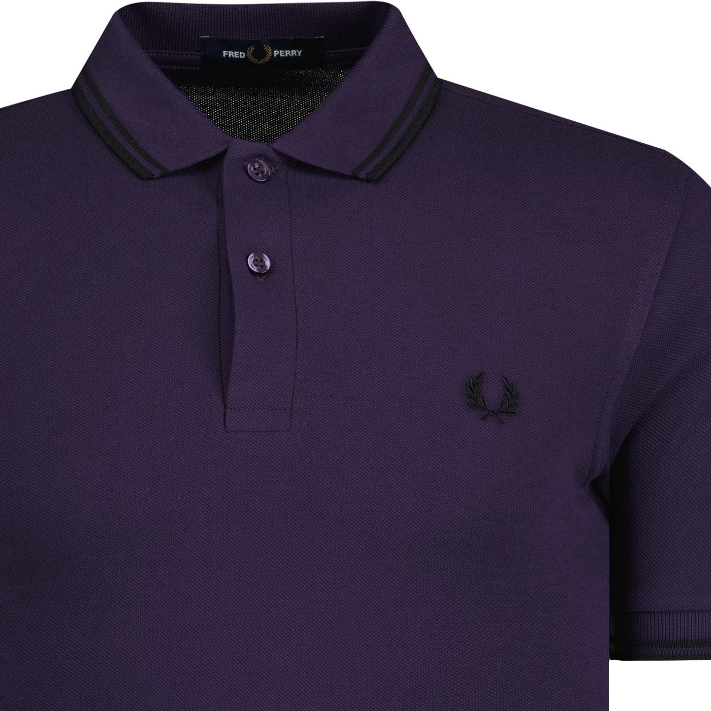 FRED PERRY M3600 Mod Twin Tipped Polo Shirt in Purple