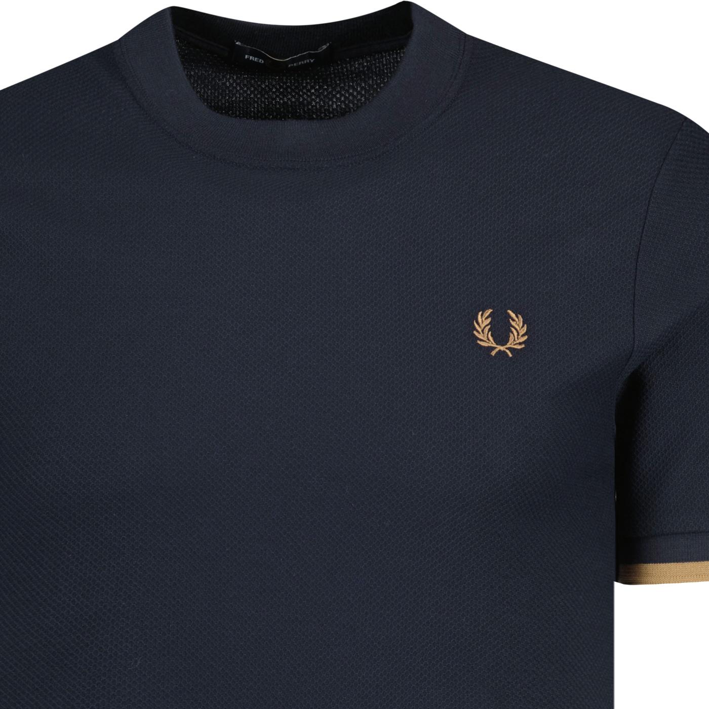 FRED PERRY Men Retro Mod Tipped Cuff Pique T-shirt in Navy