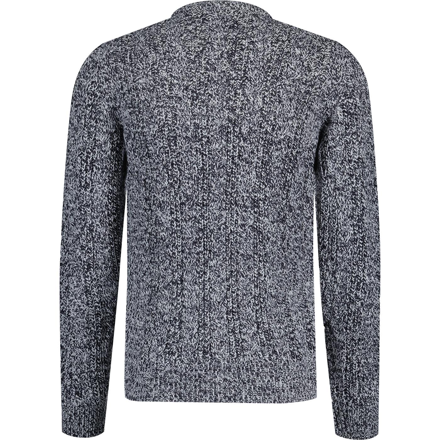 French Connection Cable Knit Crew Jumper in Dark Navy Twist