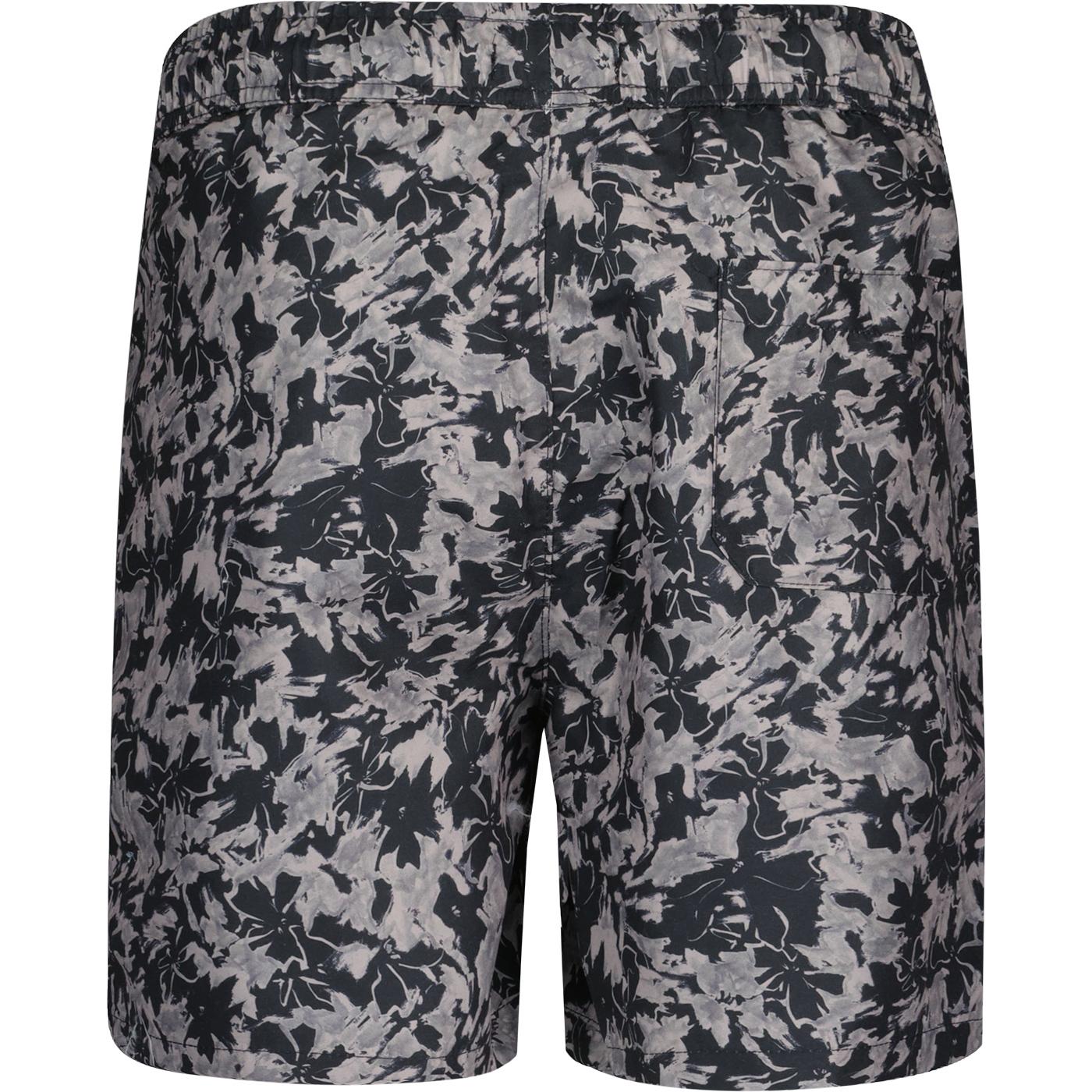 French Connection Fistral Retro '80s Swim Shorts in Black Onyx