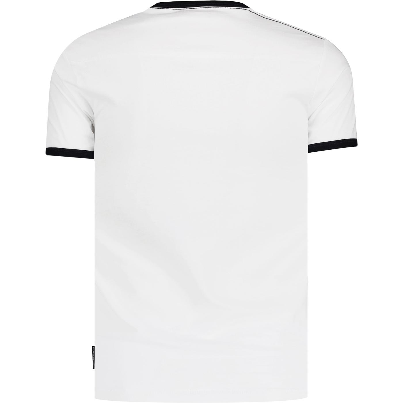French Connection Retro Ringer T-shirt in White and Dark Navy
