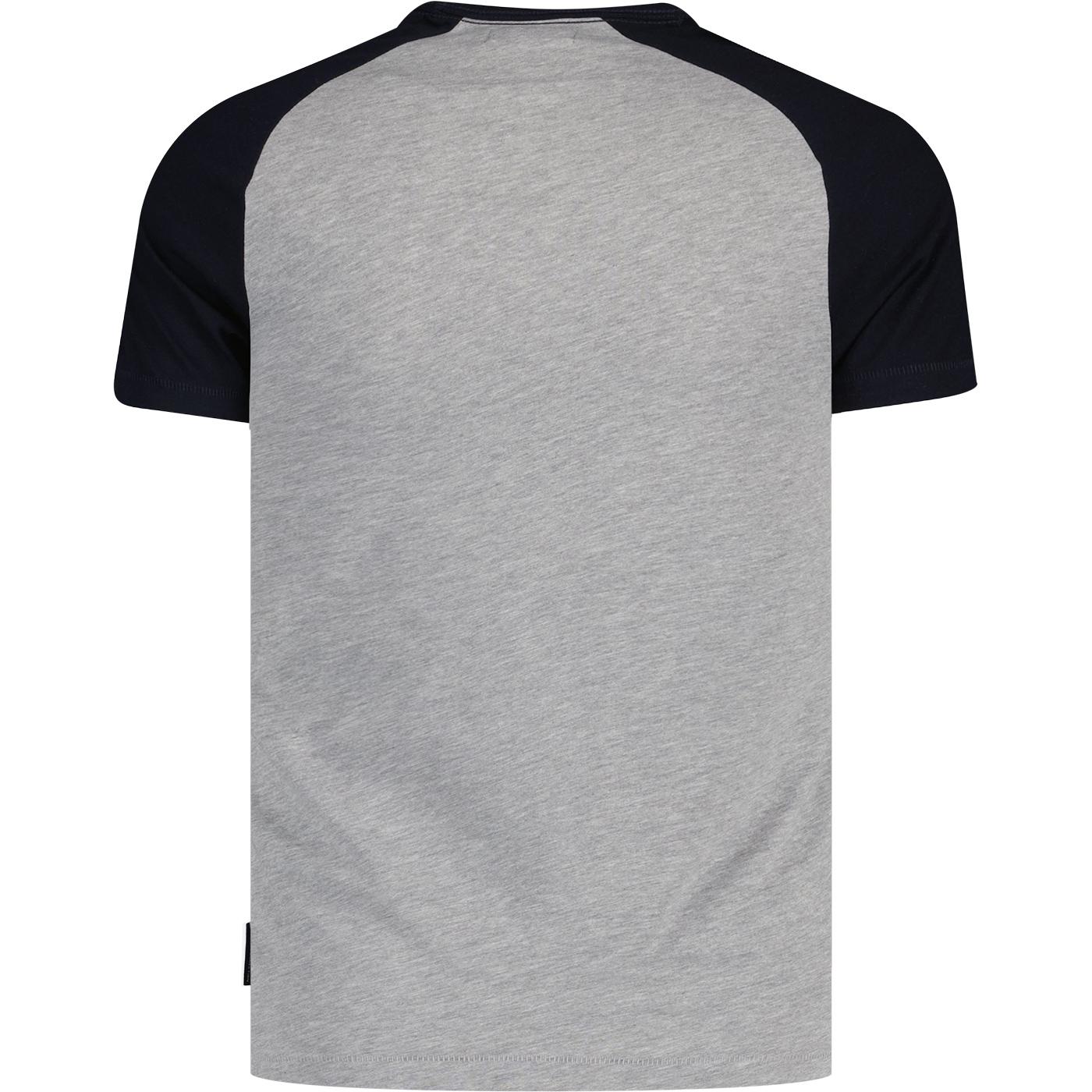 French Connection Retro Raglan Short Sleeve Tee in Grey Navy
