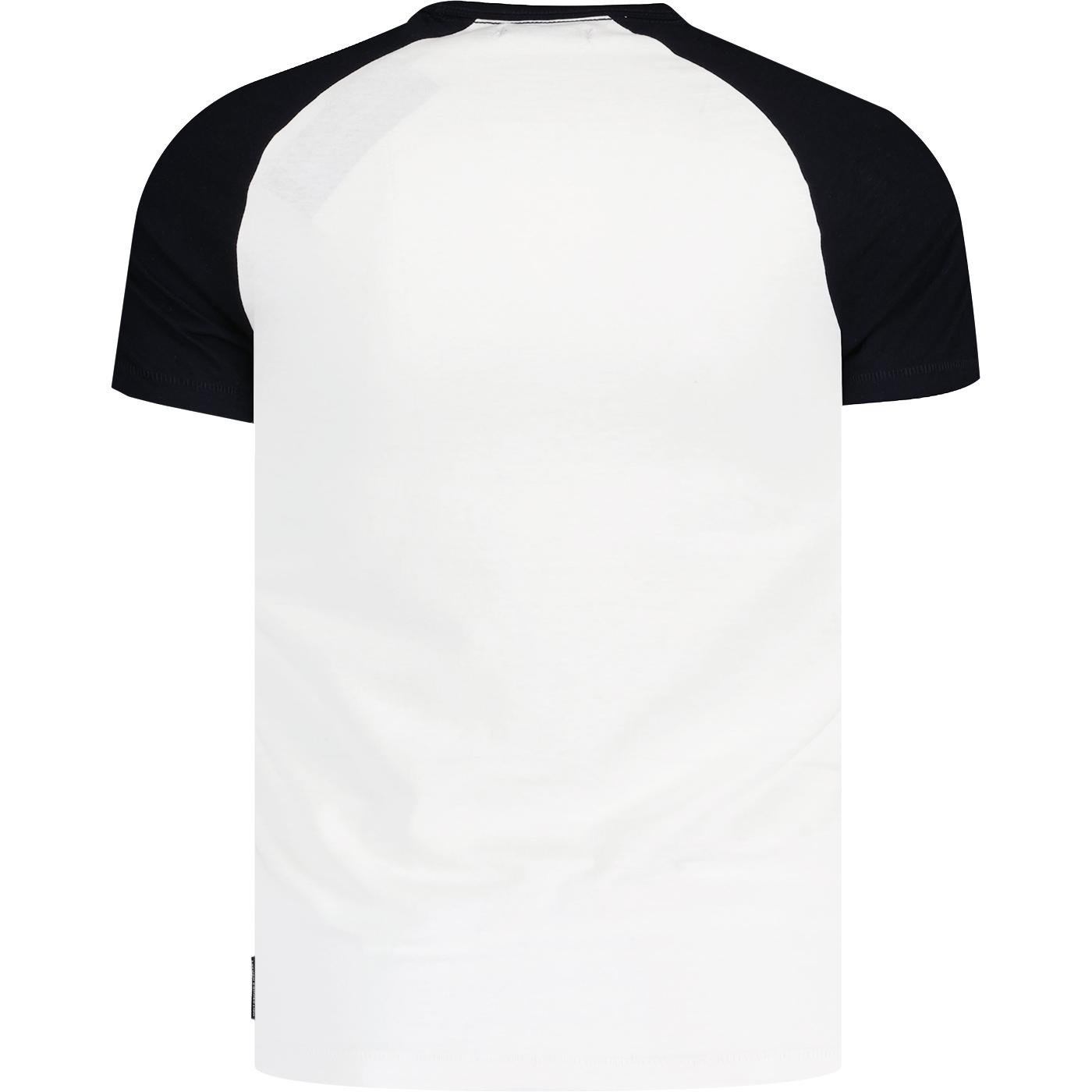 French Connection Retro Raglan Short Sleeve Tee in White Navy