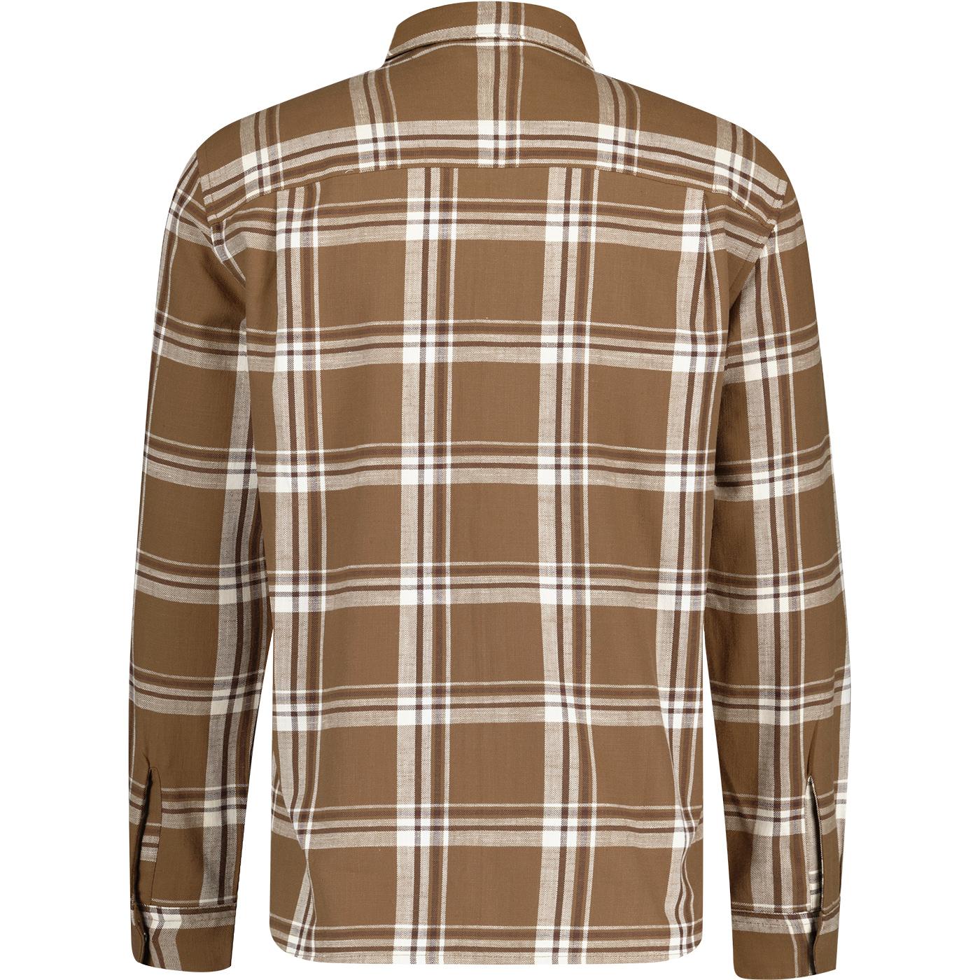 French Connection Shadow Check Zip Through Shirt Sepia Multi