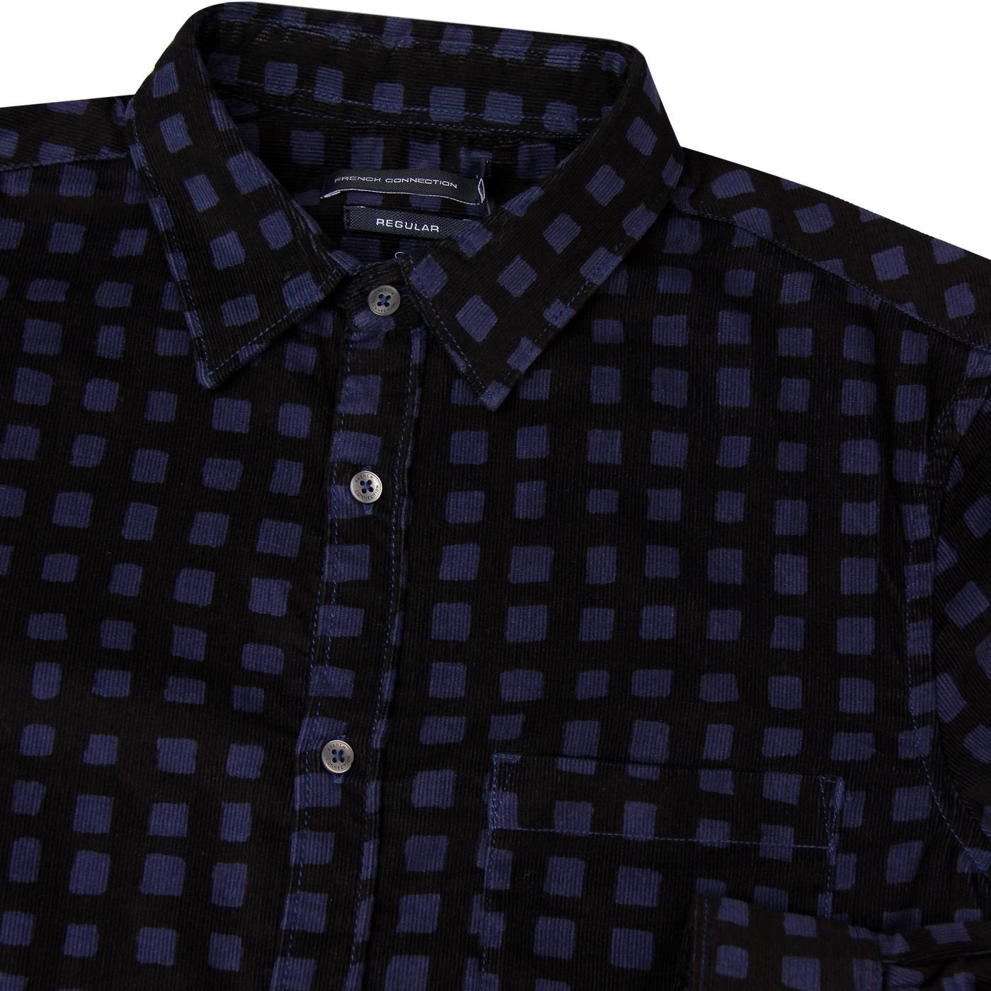 FRENCH CONNECTION Retro 1960s Mod Gridlock Cord Shirt