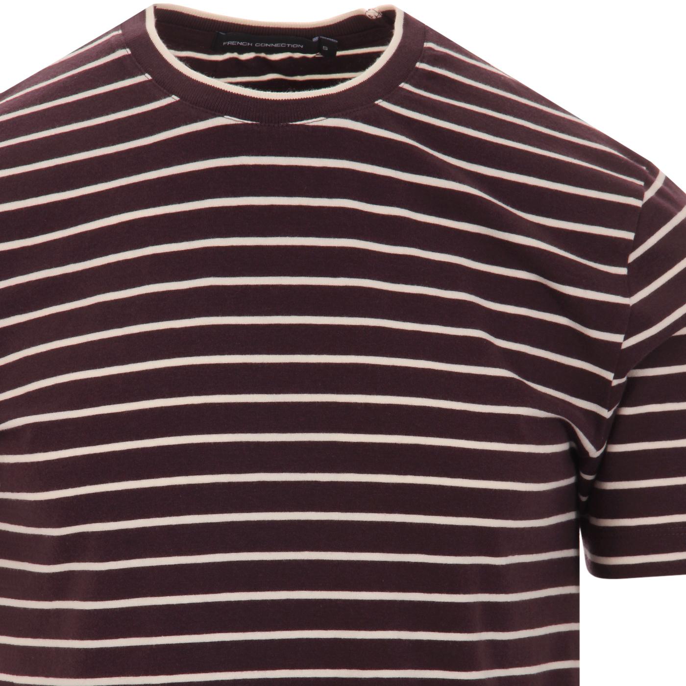 FRENCH CONNECTION Retro Mod Stripe Tee in Purple/Cream