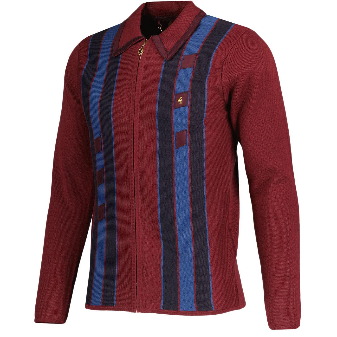 Gabicci Vintage Dexter 50th Anniversary Zip Through Polo in Red