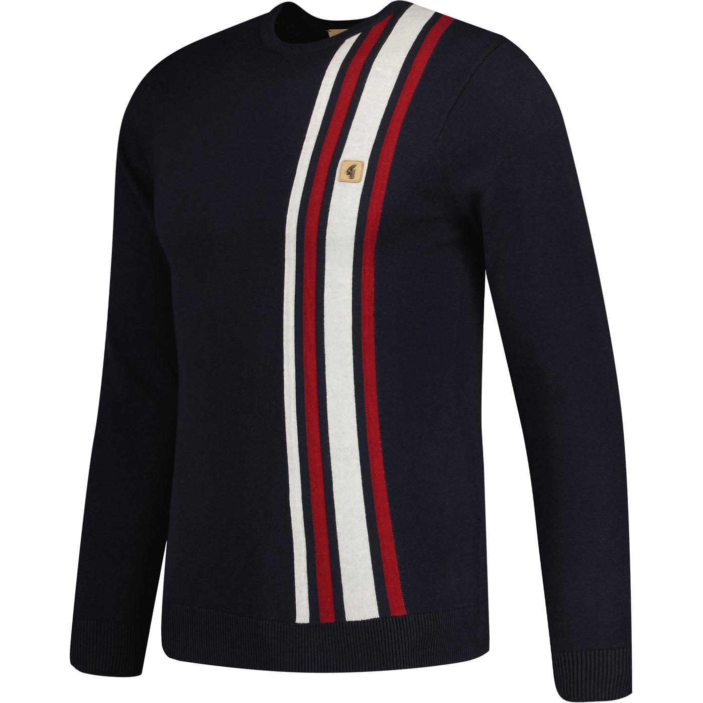 GABICCI VINTAGE Dirk Retro Racing Stripe Jumper in Navy