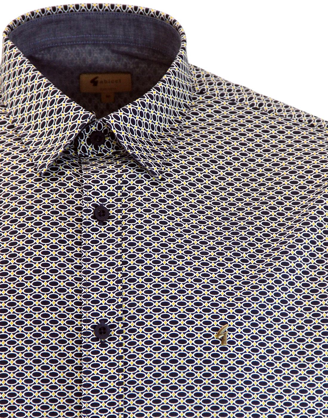 GABICCI VINTAGE men's Goring 60s Geometric Pattern Shirt in Gold