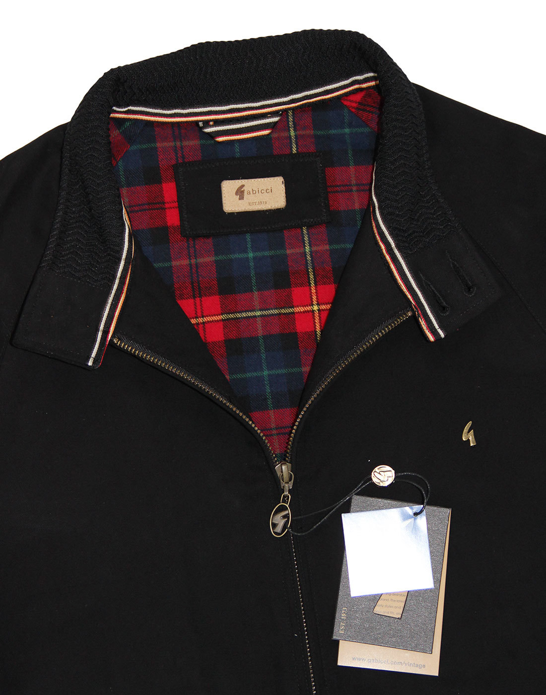 GABICCI VINATGE Retro Mod Cotton Twill Harrington Jacket in Black