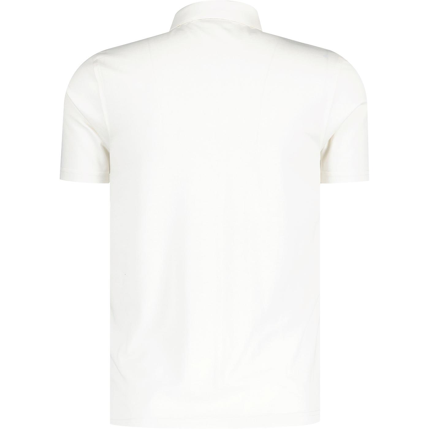 Gabicci Vintage Lemmon Piped Panel Mod Polo Shirt in Cream
