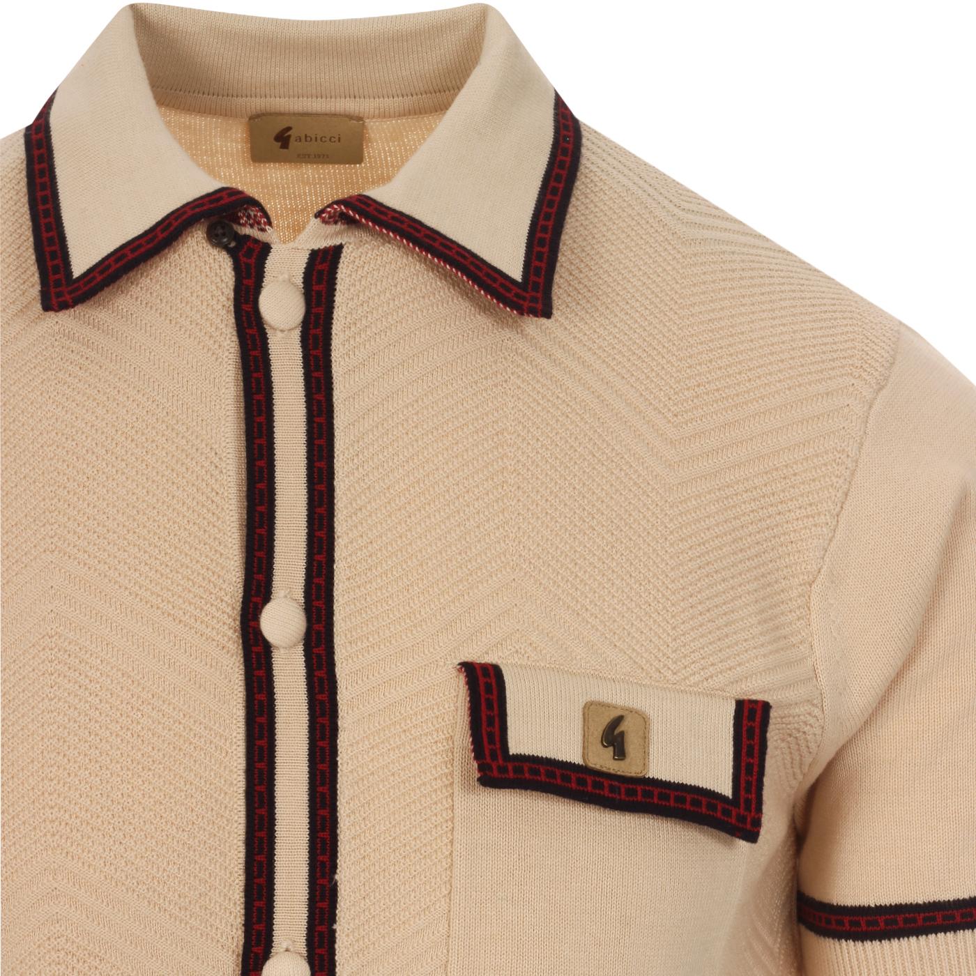 GABICCI VINTAGE Liotta Herringbone Polo Cardigan Oatmeal