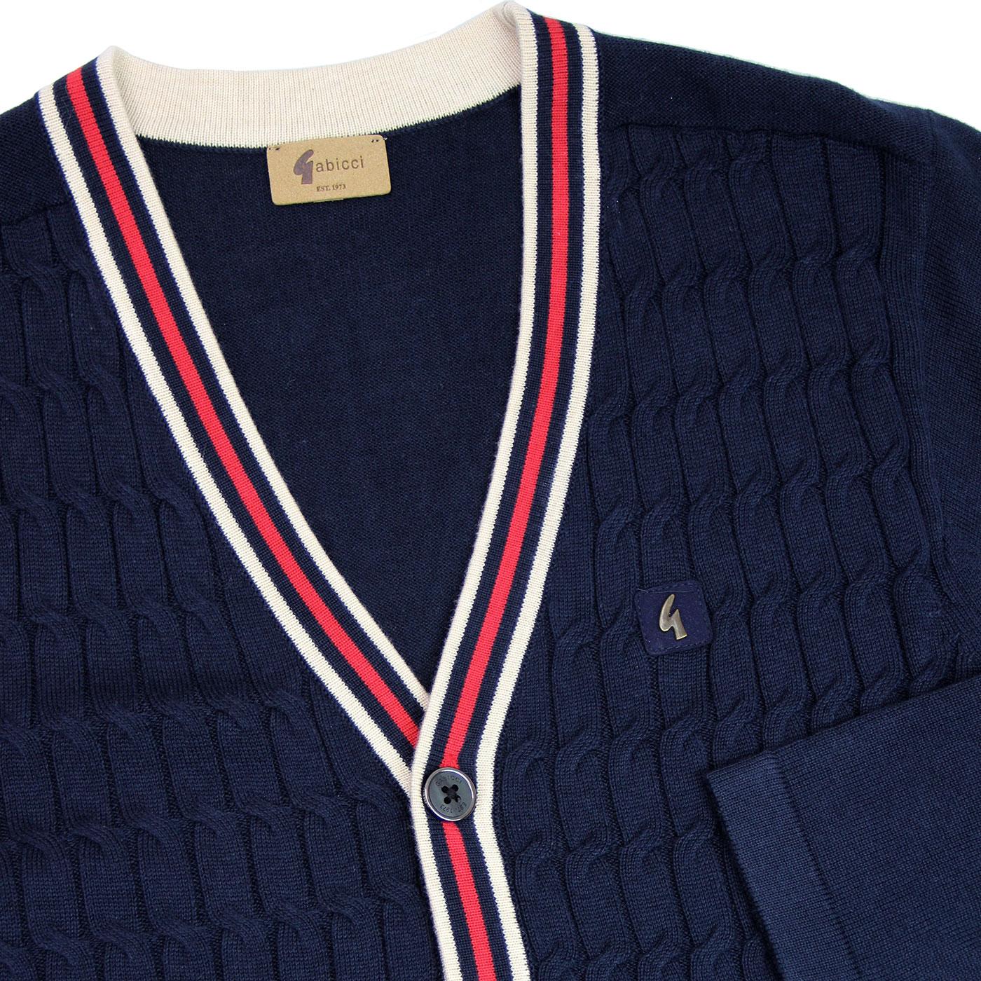 GABICC VINTAGE Monty Retro Mod Cable Knit Cardigan Navy