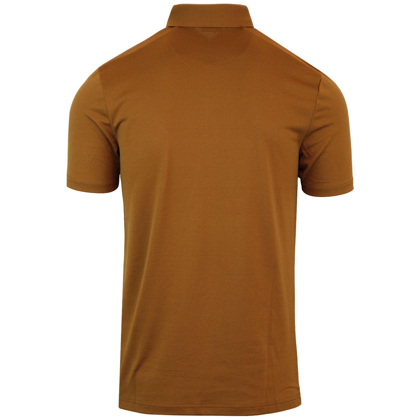 GABICCI VINTAGE Ladro 60s Mod Button Down Polo in Toffee