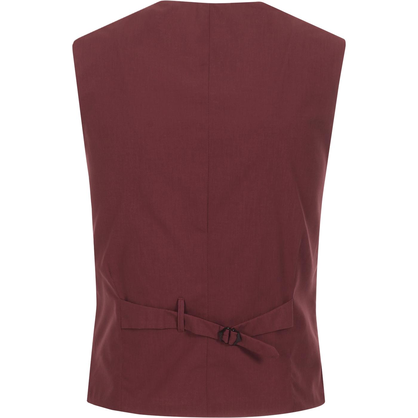 GIBSON LONDON Mod Tri-Colour Gingham Check Waistcoat