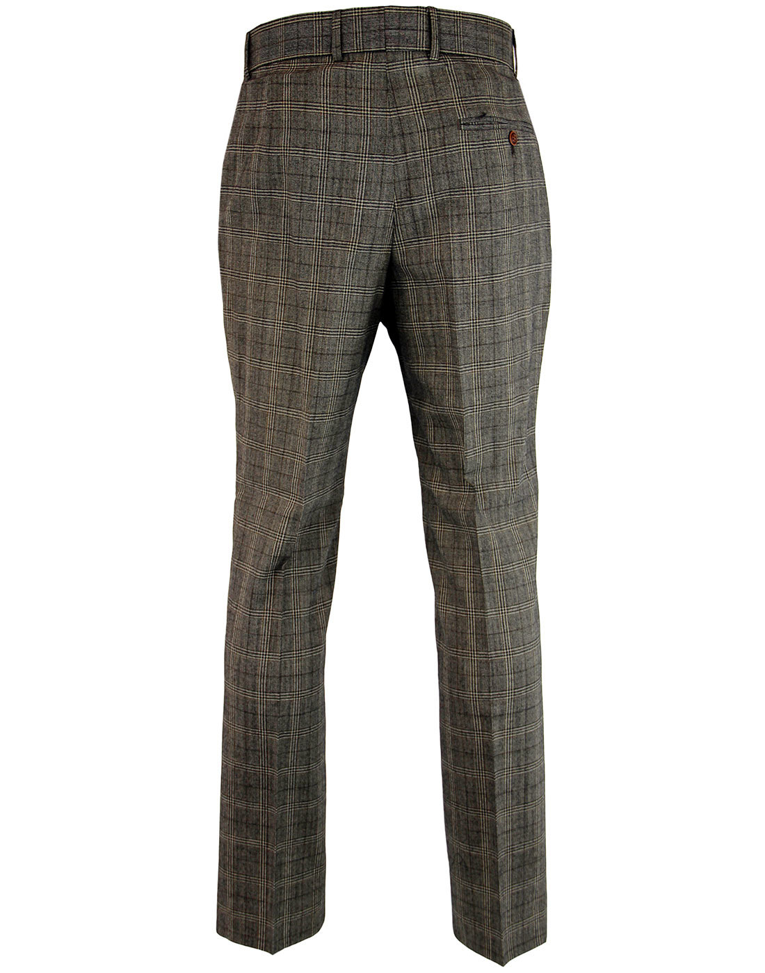 GIBSON LONDON Retro 1960s POW Check Slim Mod Suit Trousers Taupe