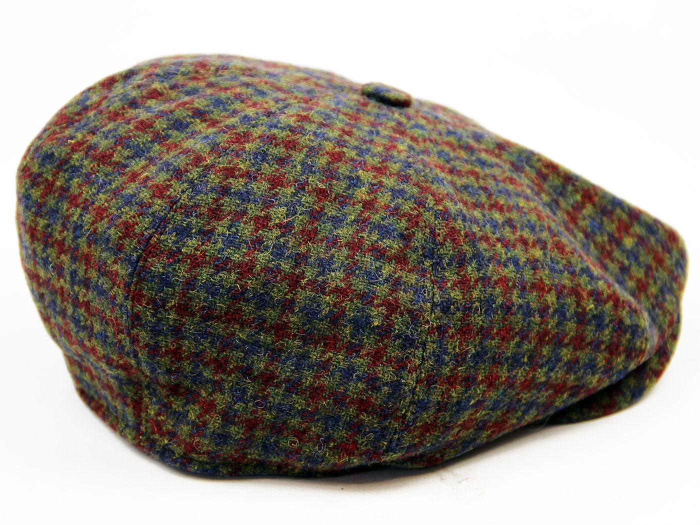 GIBSON LONDON York Retro 60s Mod Tweed Check Gatsby Cap