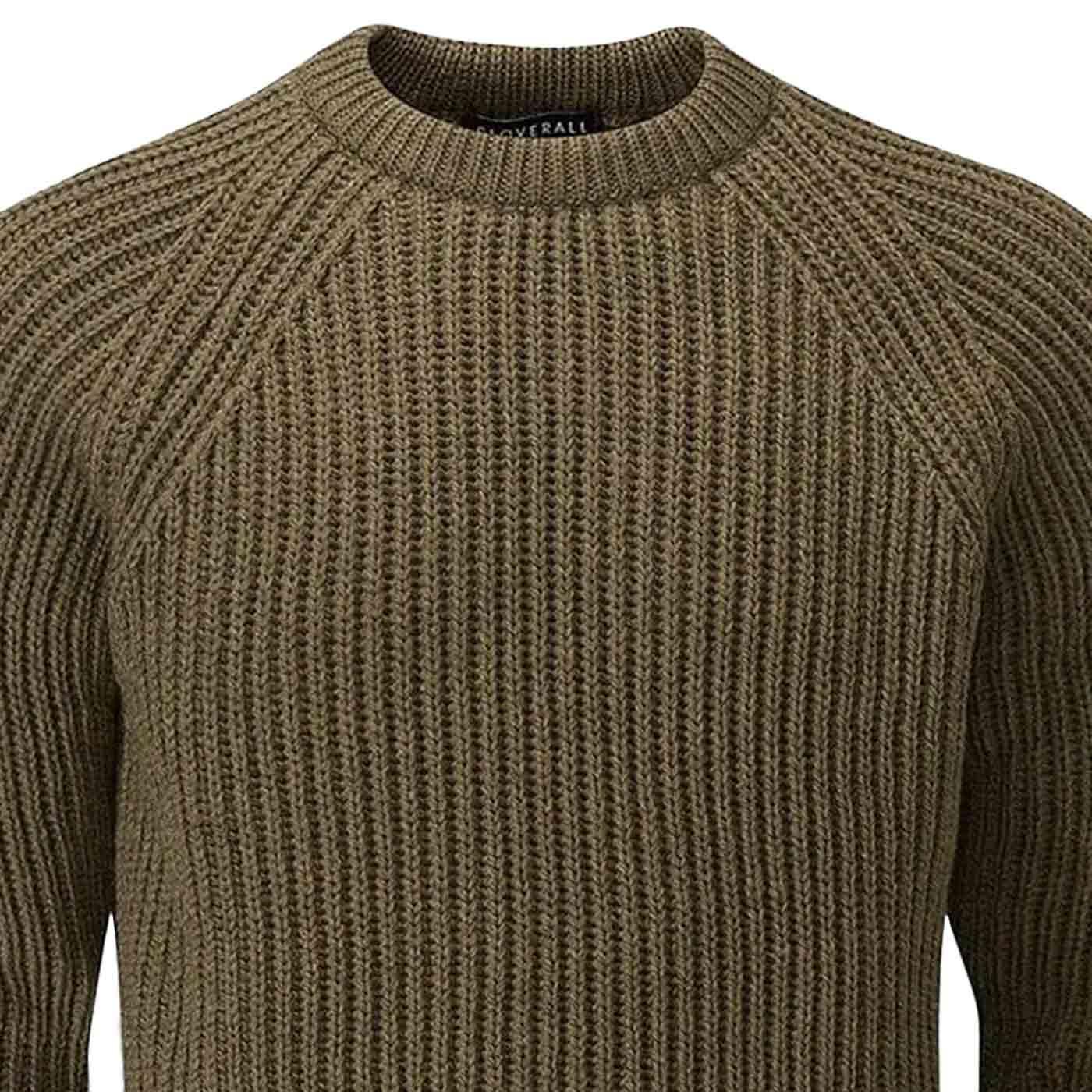 Gloverall Made In England Fisherman Rib Jumper in Army Green
