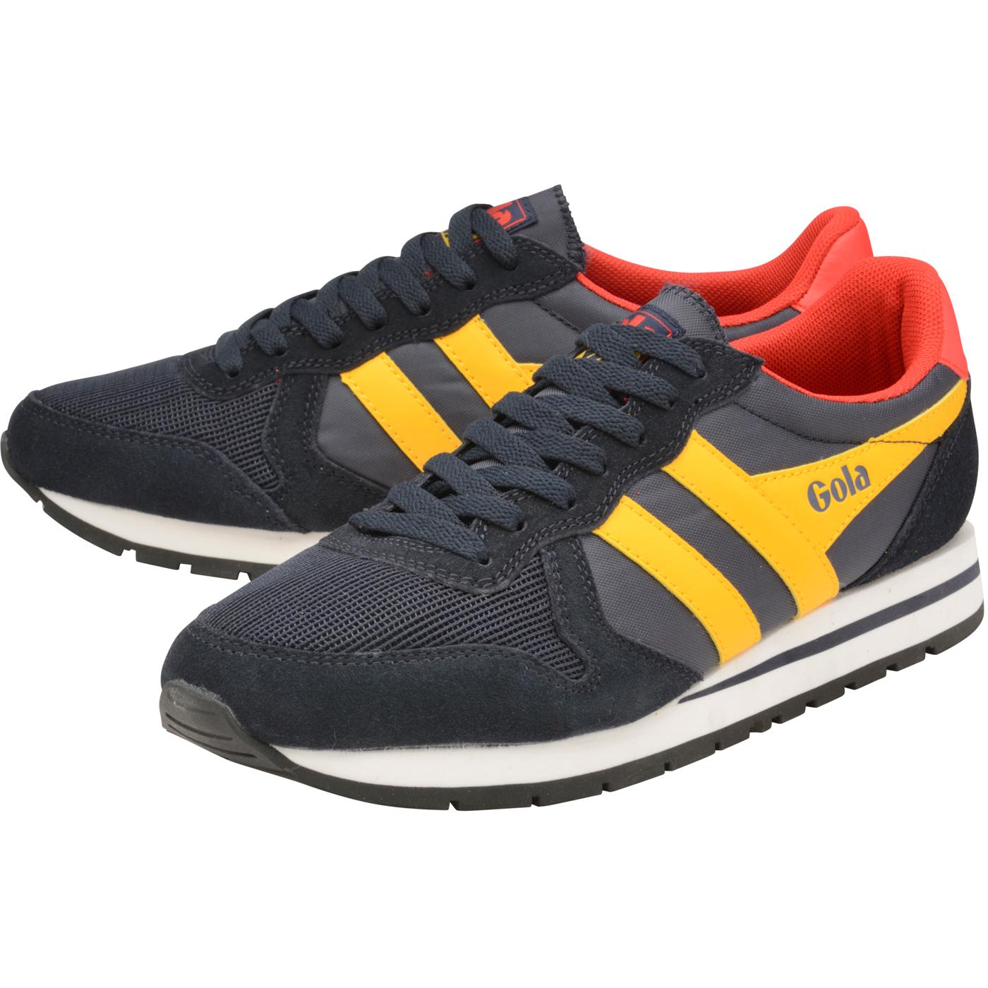 GOLA Daytona Retro 1970s Running Trainers in Navy/Sun/Red