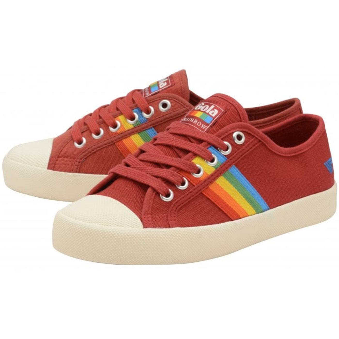 GOLA Coaster Rainbow Retro 90s Canvas Trainers Deep Red