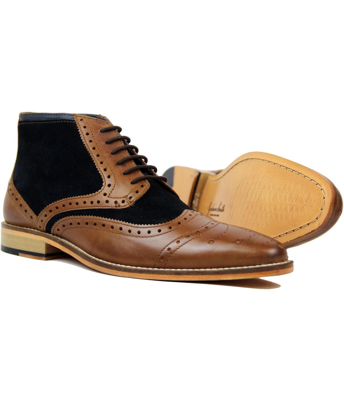 GOODWIN SMITH Crawsham Retro Indie Brogues In Brown/Navy
