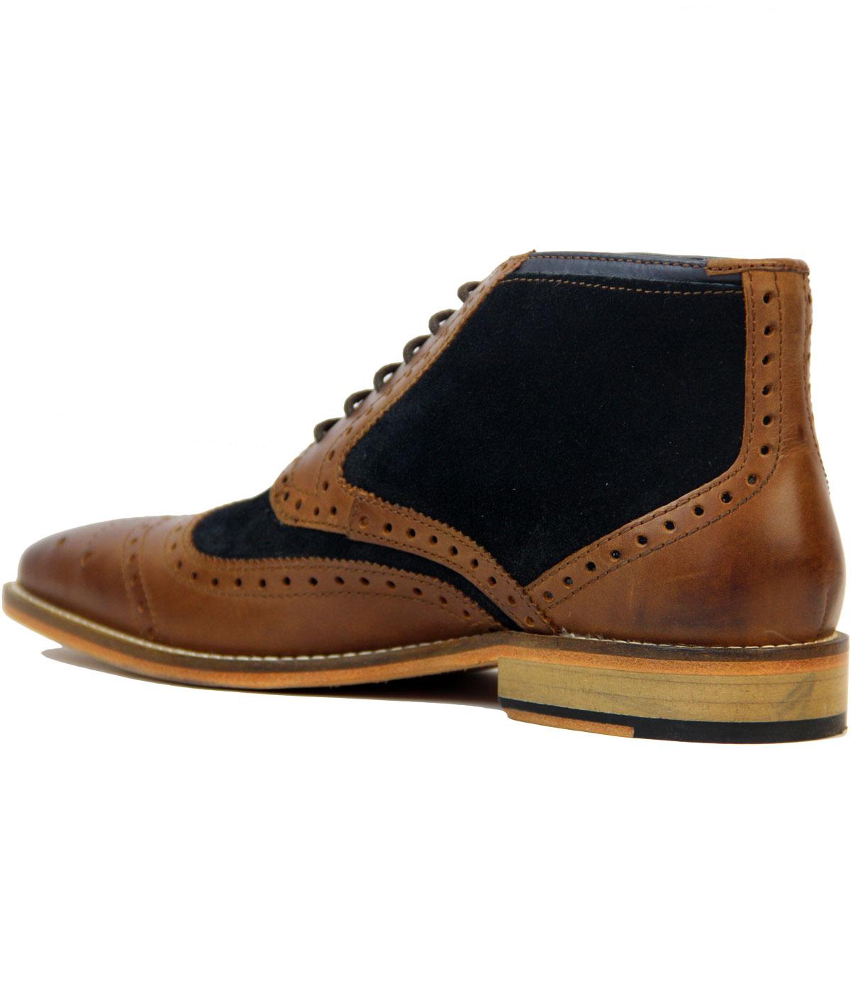 GOODWIN SMITH Crawsham Retro Indie Brogues In Brown/Navy