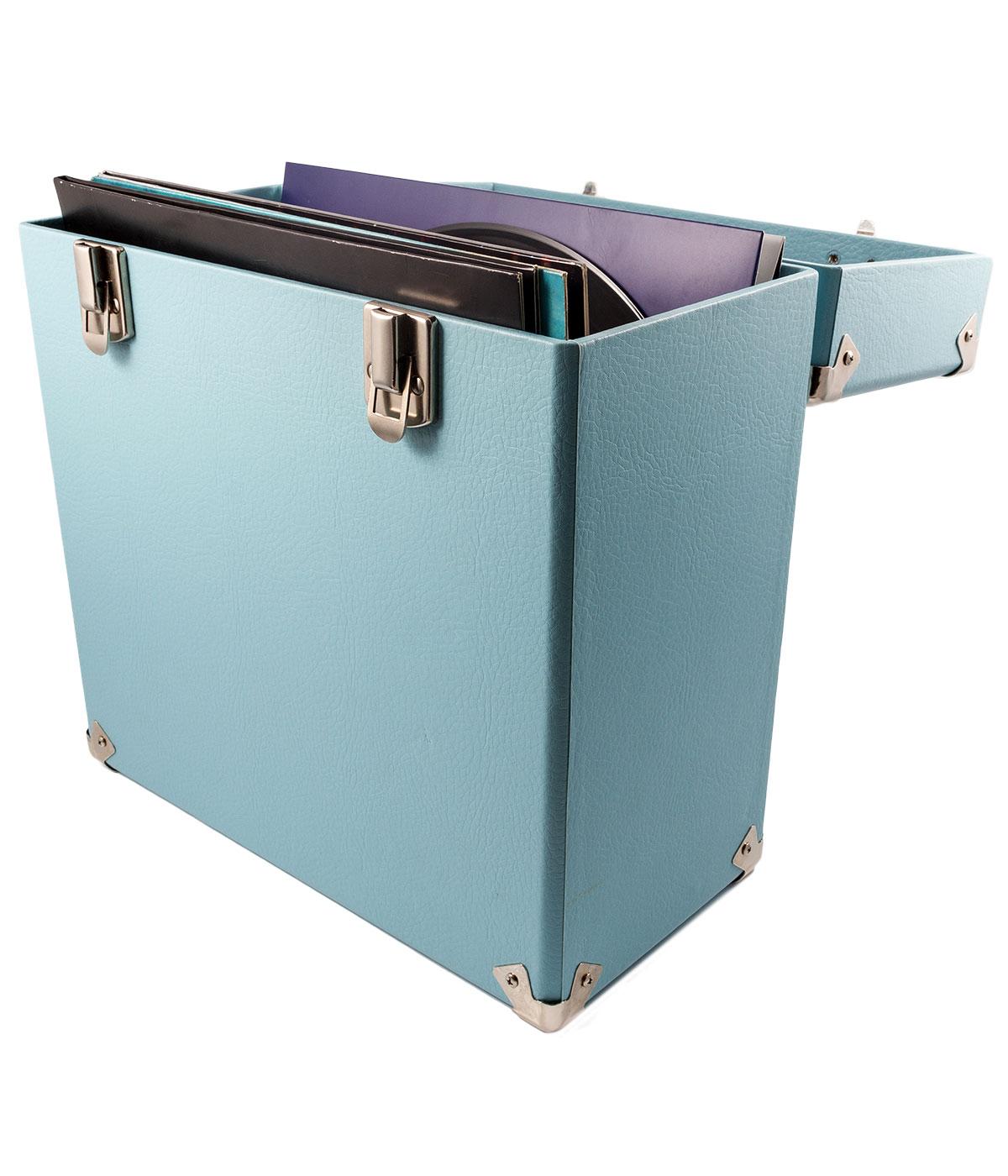 GPO Retro Sixties Mod LP Vinyl Record Box with Lid in Light Blue