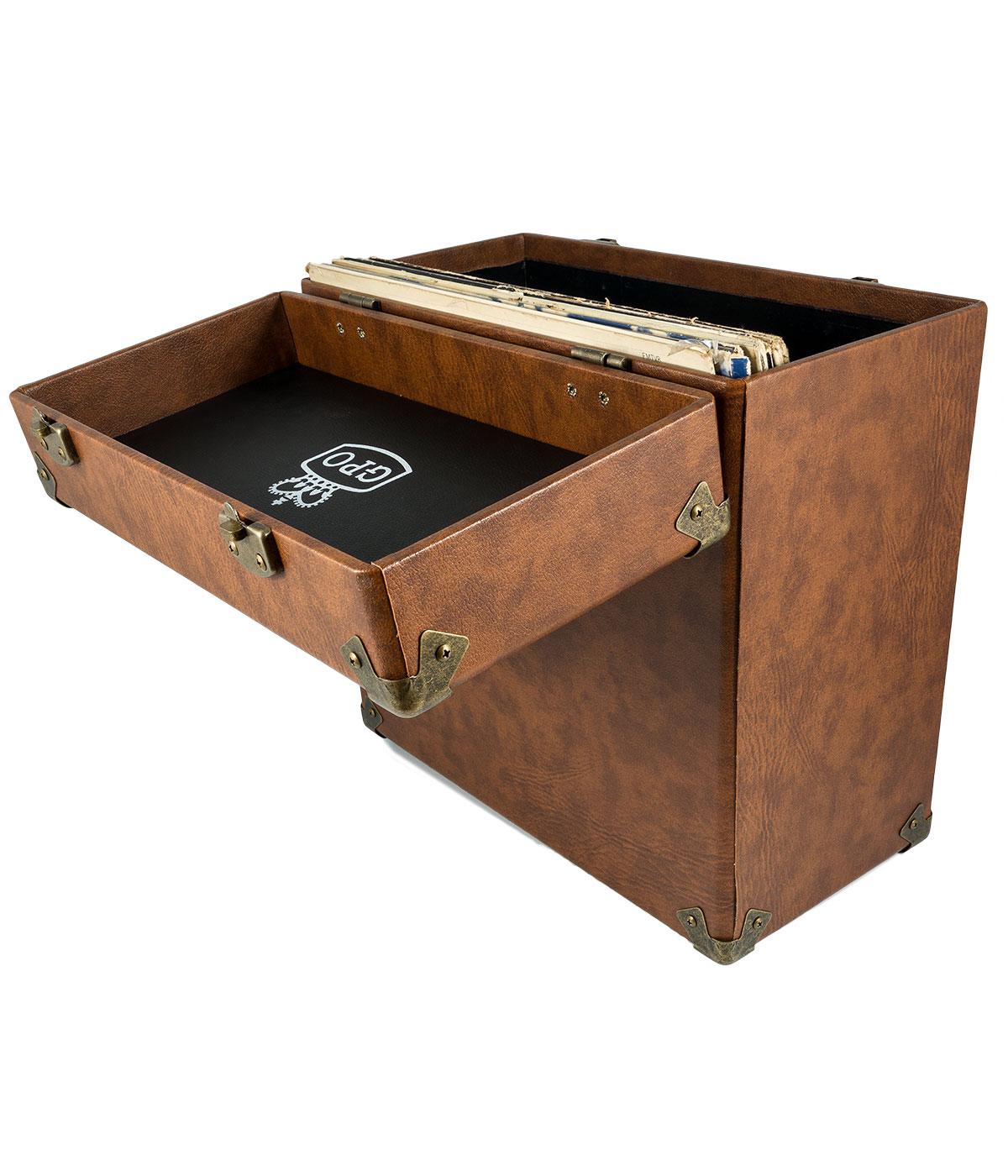 GPO Retro Sixties Mod LP Vinyl Record Box with Lid in Brown