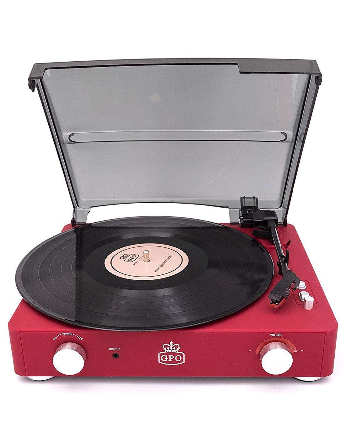 Stylo II GPO RETRO Vintage 60s Mod Record Player Turntable in Red