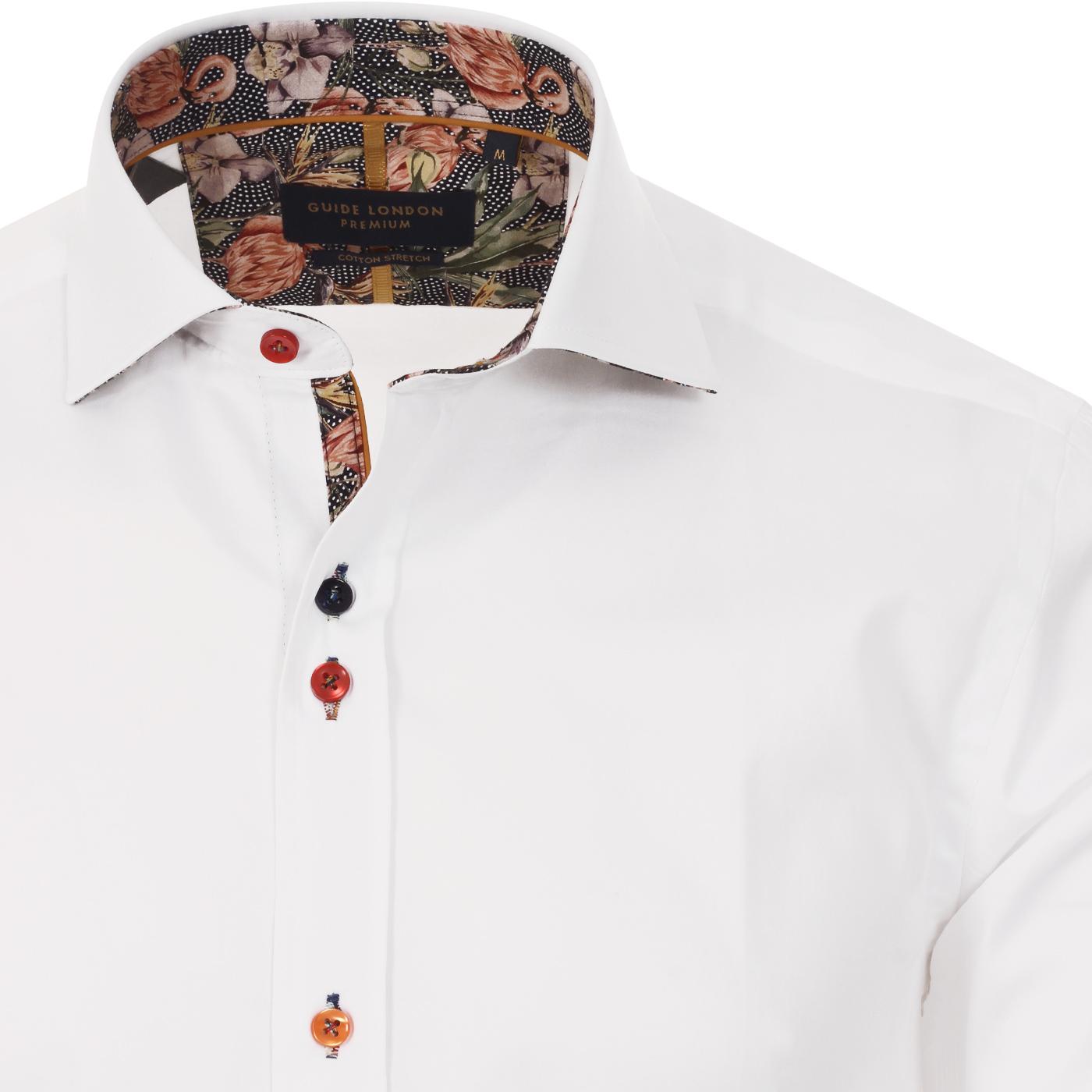 GUIDE LONDON 1960s Mod Smart Dress Shirt in White