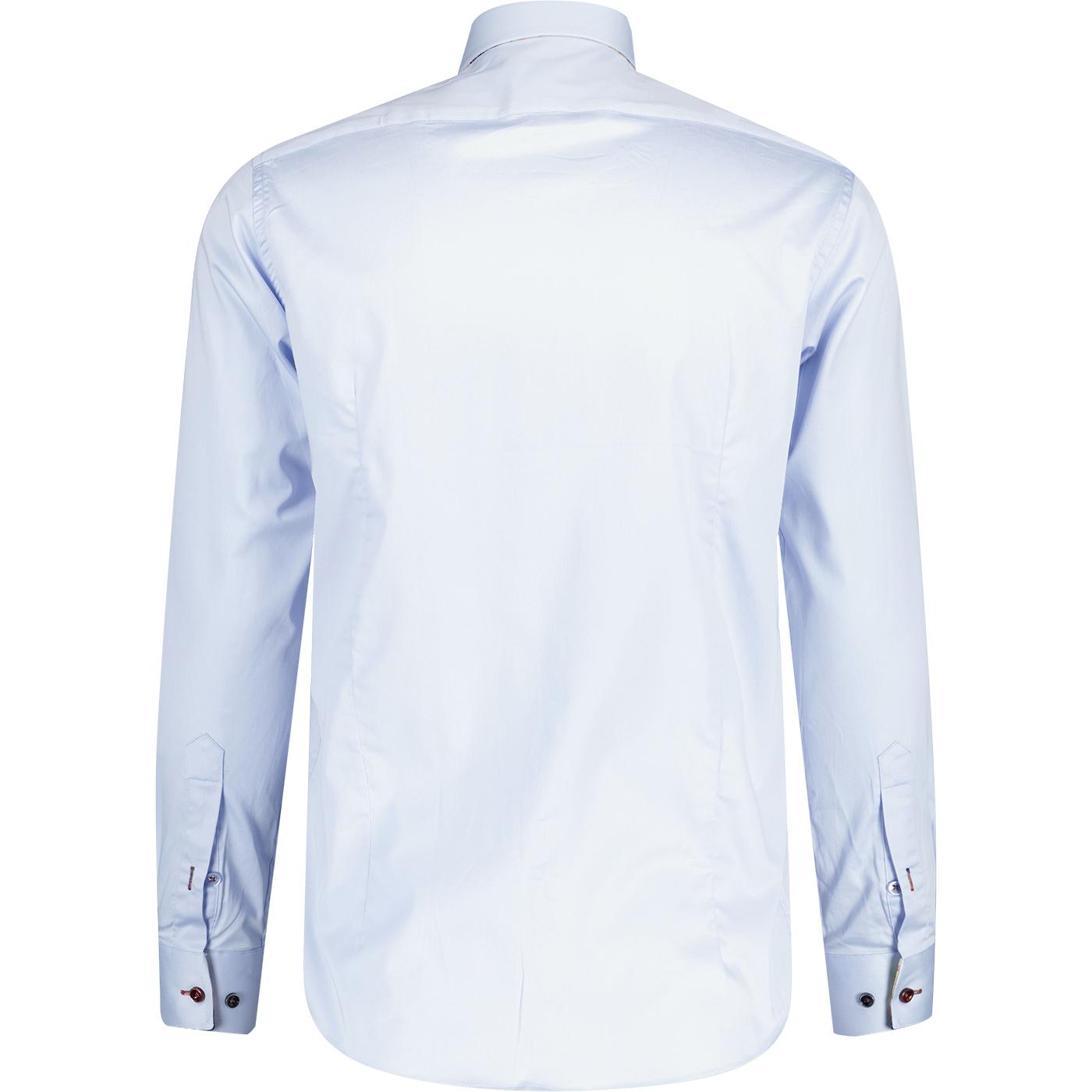 Guide London Retro Plain But Not Plain Shirt in Sky