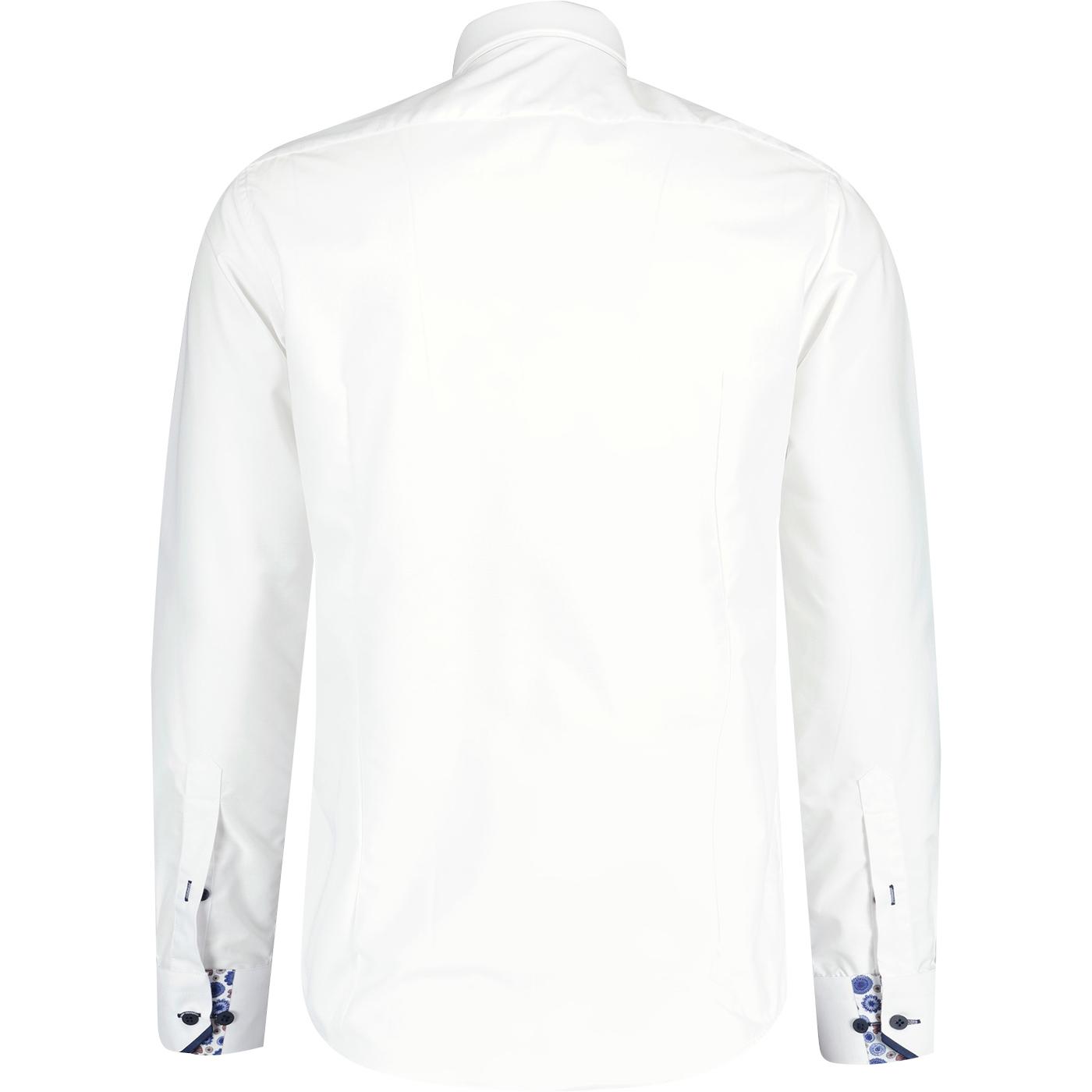 Guide London Retro Contrast Collar Tip Shirt in White