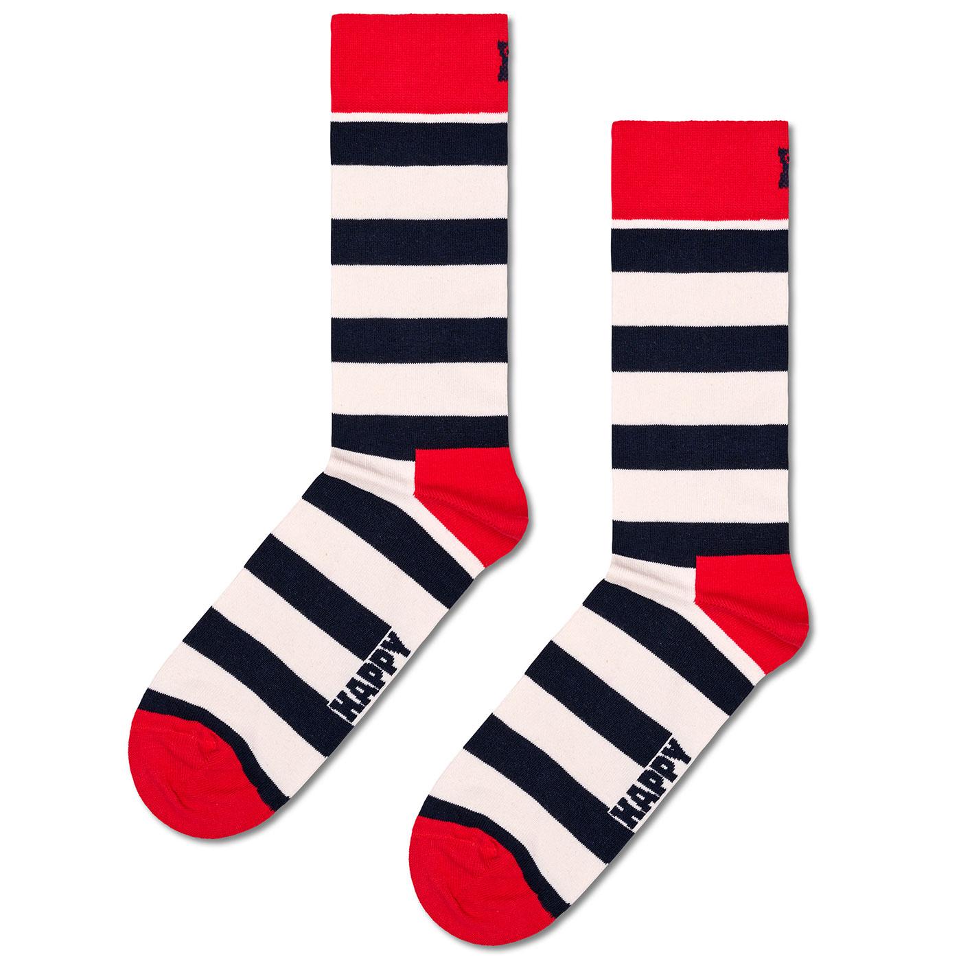 Happy Socks 3 Pack Classic Filled Optic Crew Socks Navy Red