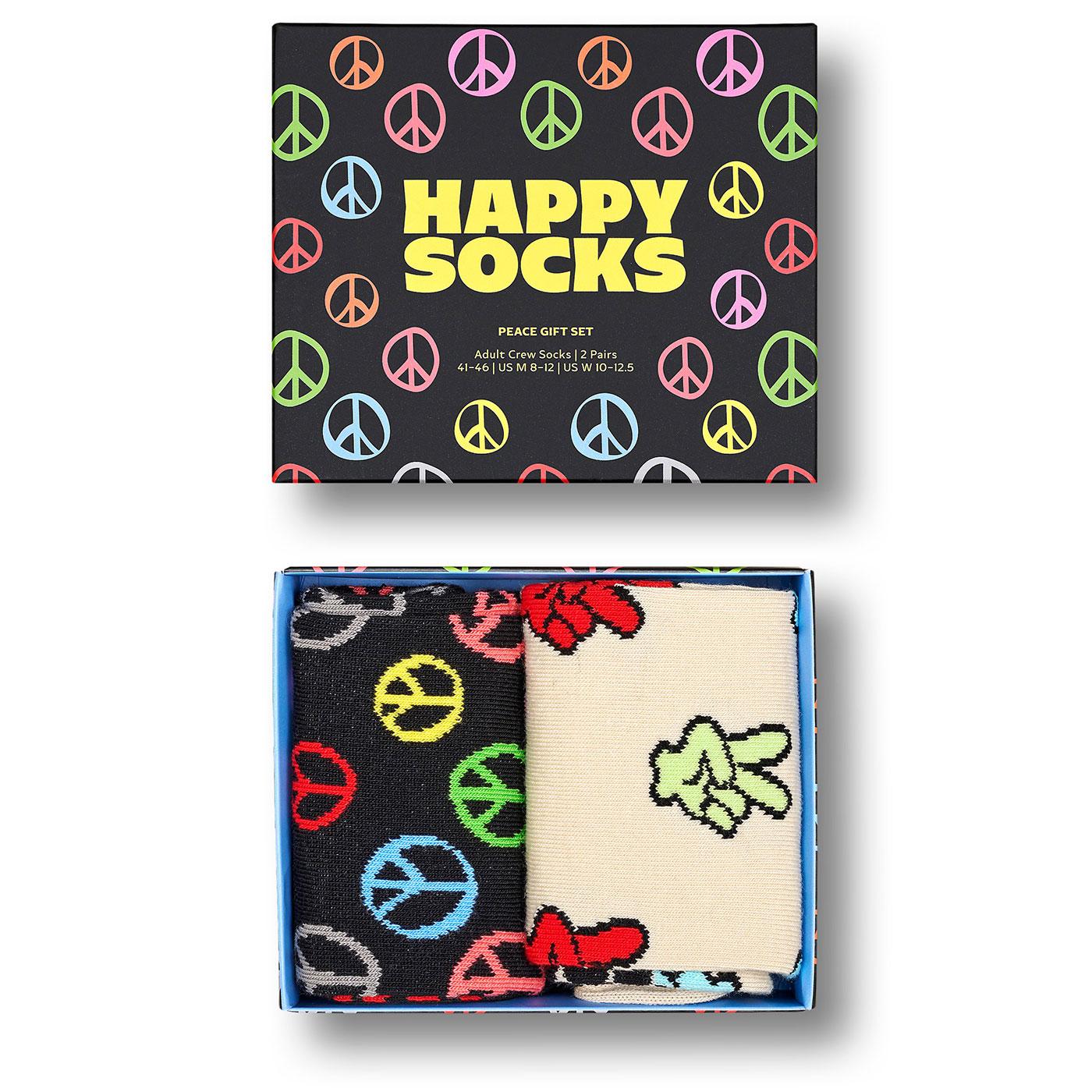 +Happy Sock Men's Peace Crew Socks Two Pack Boxed Gift Set