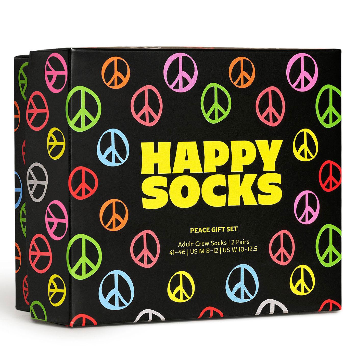 +Happy Sock Men's Peace Crew Socks Two Pack Boxed Gift Set