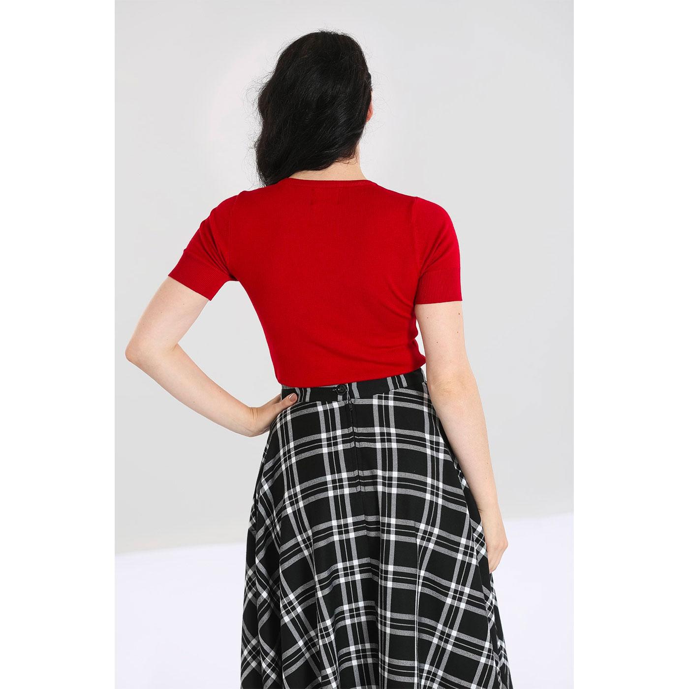 HELL BUNNY Heart Retro Heart Cut Out Knitted Top in Red