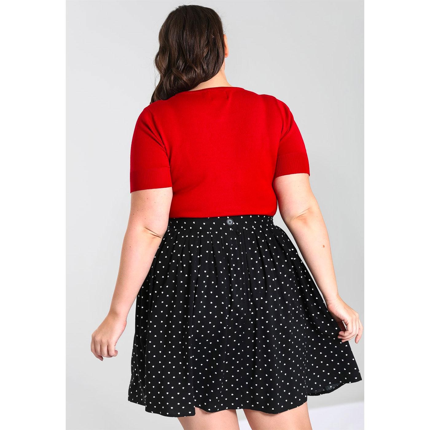 HELL BUNNY Heart Retro Heart Cut Out Knitted Top in Red