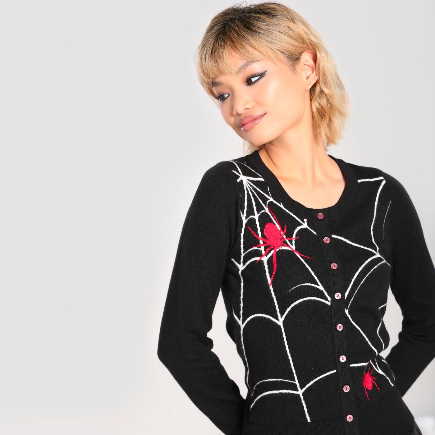 HELL BUNNY In A Web Spooky Spiders Black Cardigan