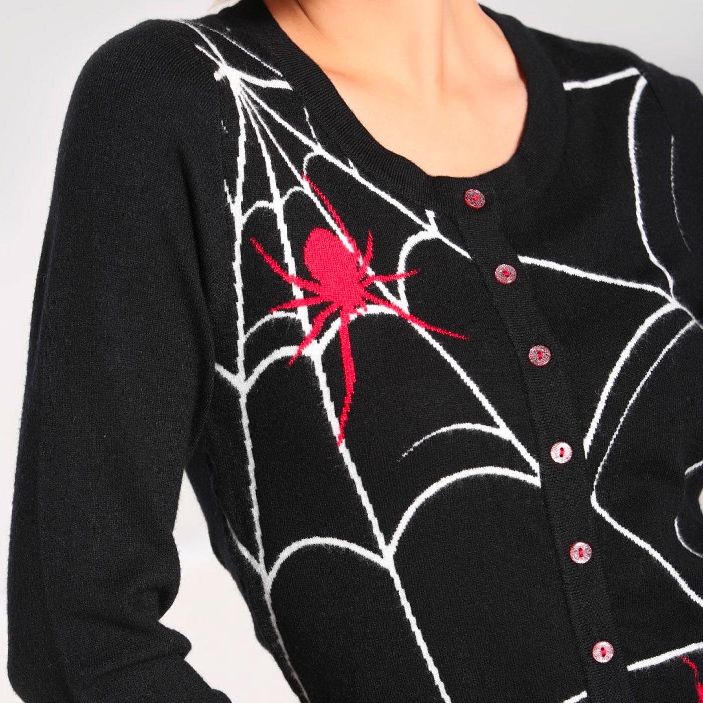 HELL BUNNY In A Web Spooky Spiders Black Cardigan