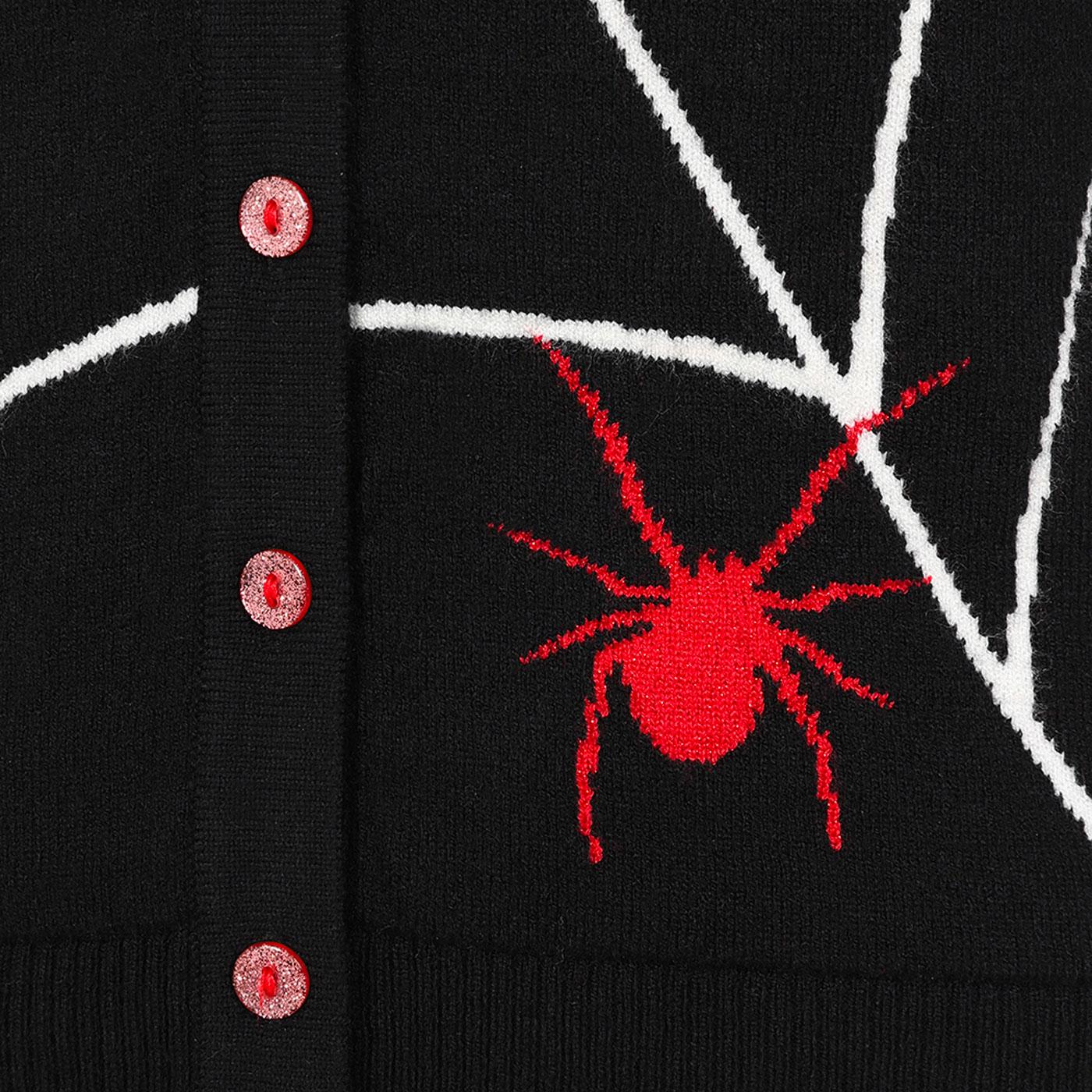 HELL BUNNY In A Web Spooky Spiders Black Cardigan