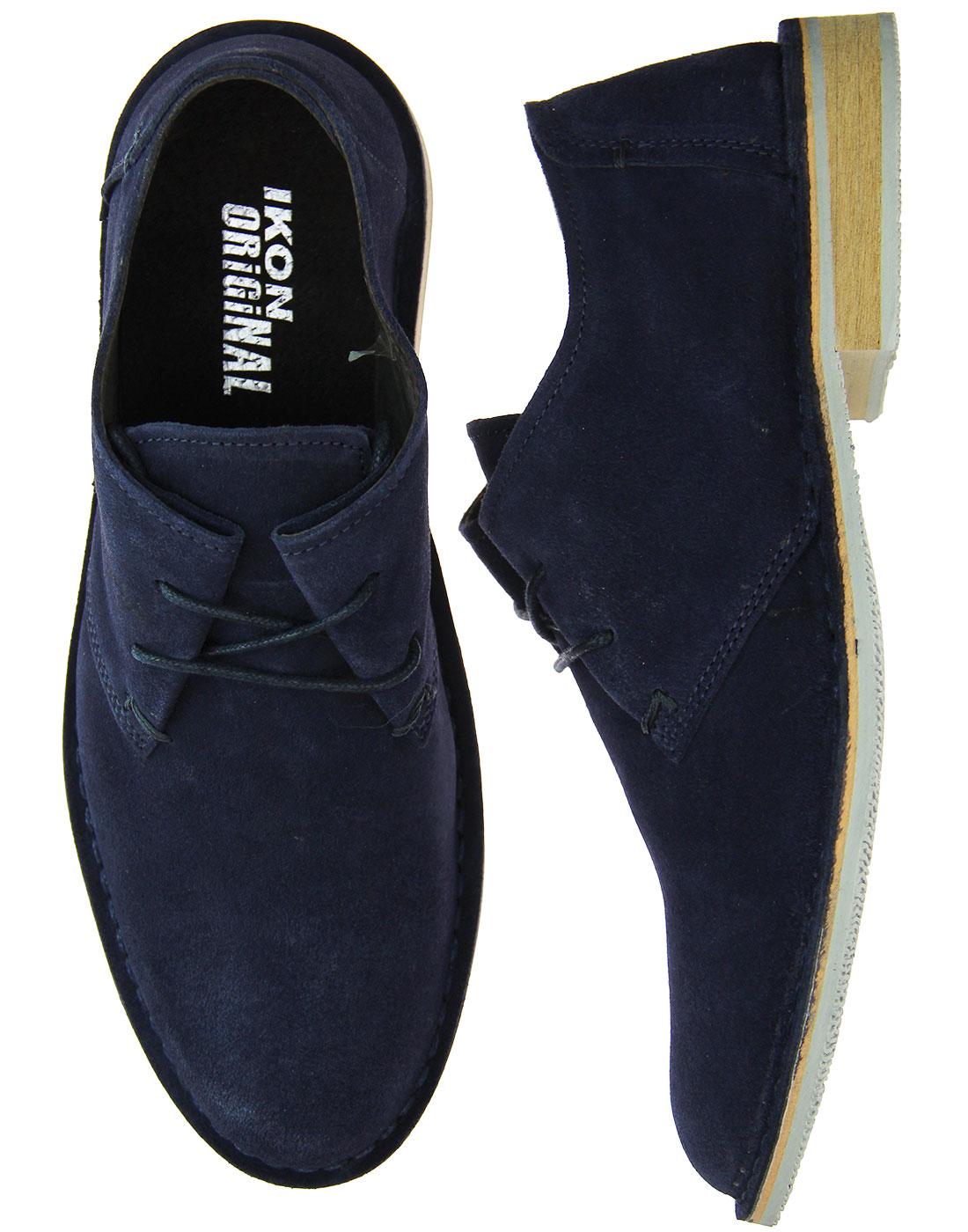IKON ORIGINAL Franklin Retro Mod Suede Desert Boots Navy