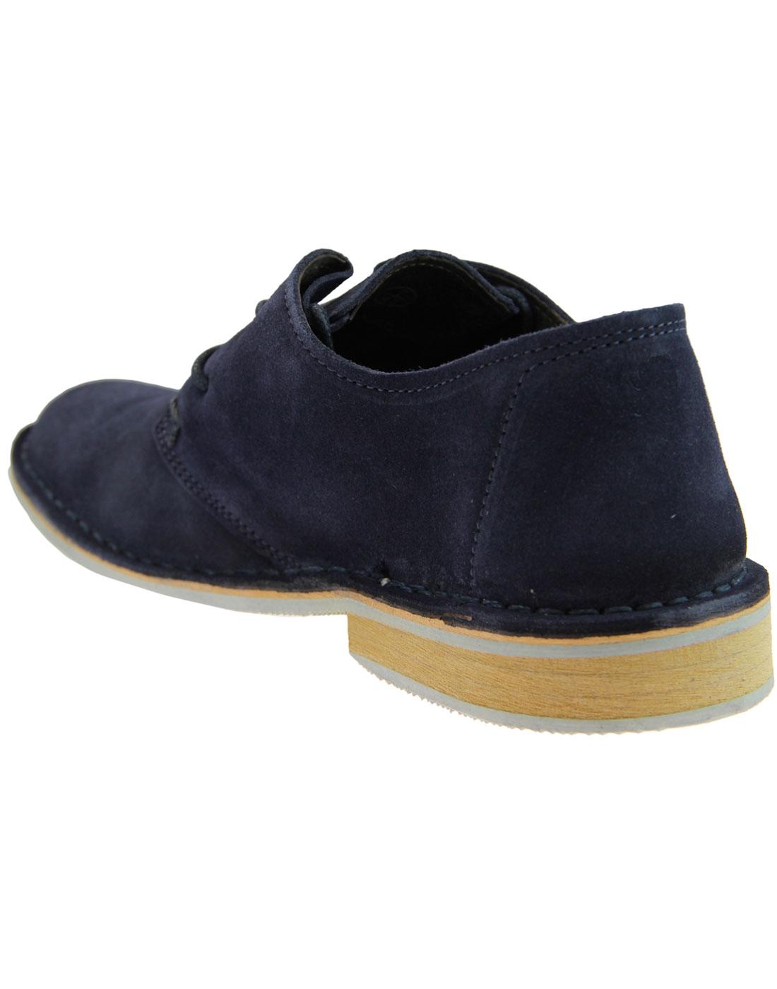 IKON ORIGINAL Franklin Retro Mod Suede Desert Boots Navy