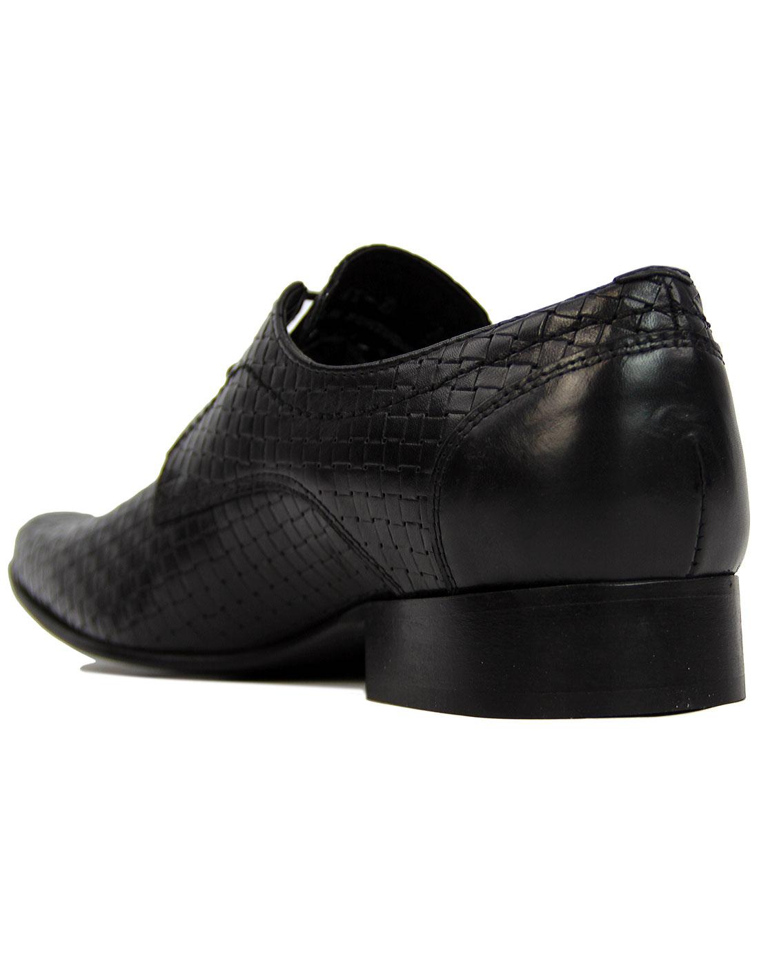 IKON ORIGINAL Buckler Men's Retro Mod Basketweave Shoes in Black
