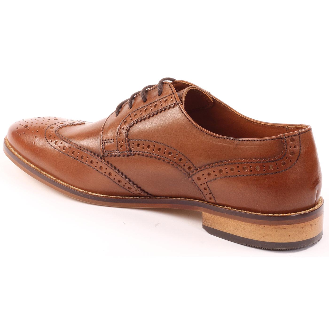 IKON Thorpe Men's Retro Mod Leather Wingtip Brogues Spice