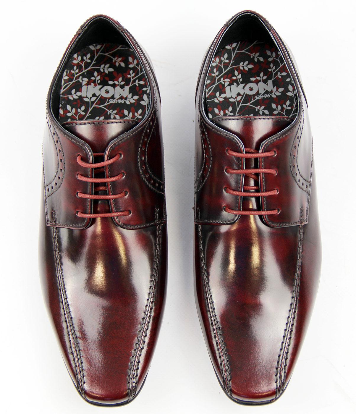 IKON Journal Retro Mod High Shine Square Toe Brogues in Bordo