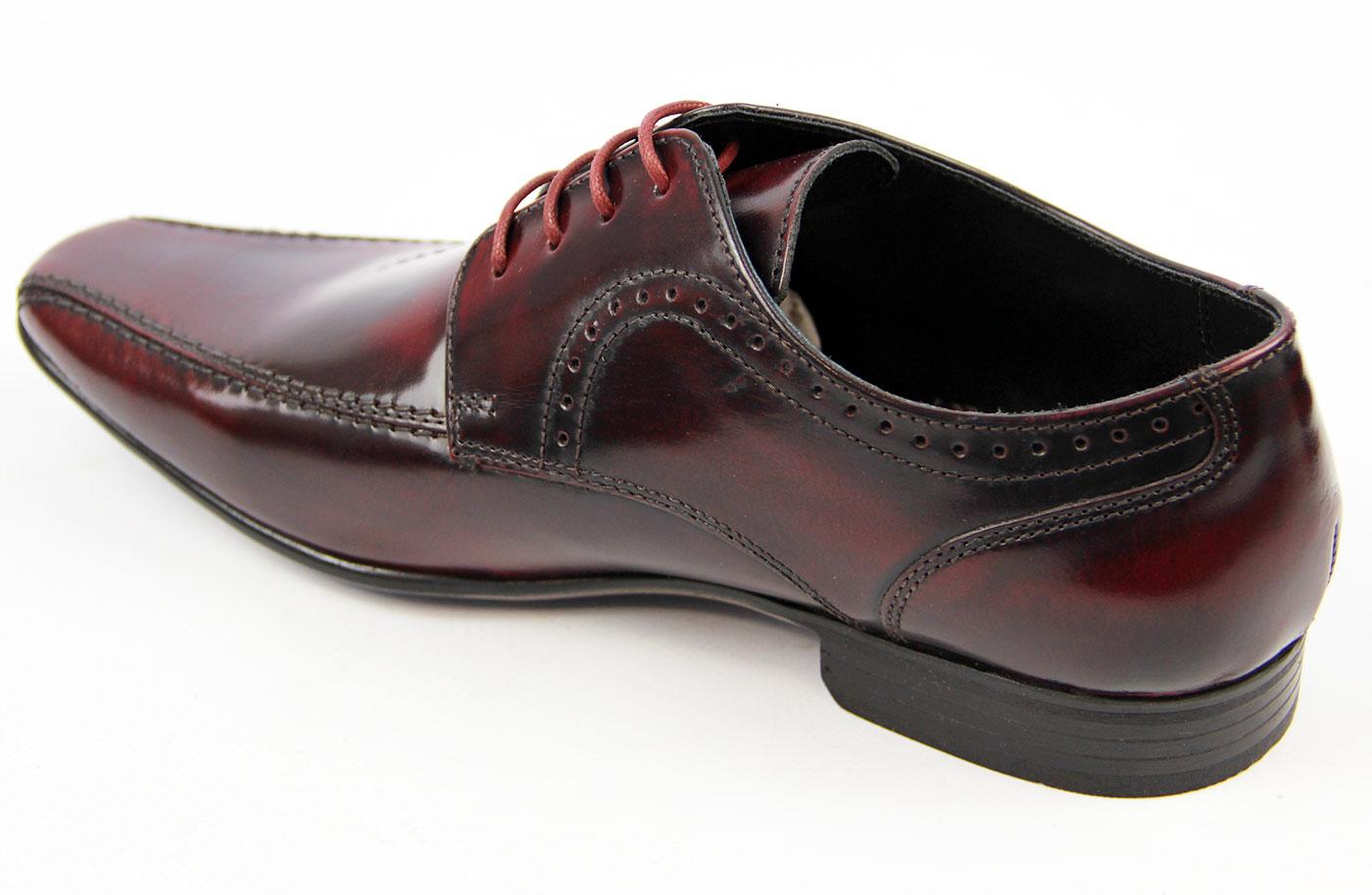IKON Journal Retro Mod High Shine Square Toe Brogues in Bordo