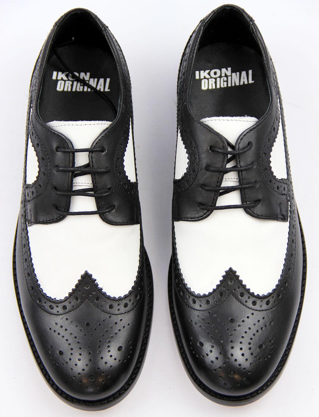 IKON ORIGINAL Yorke Retro 60s Mod 2-Tone Brogues Black/White