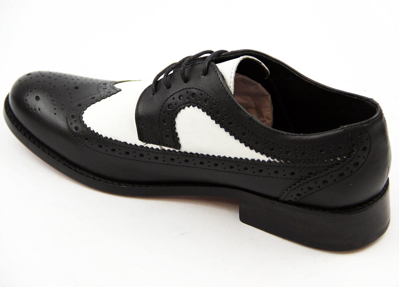 IKON ORIGINAL Yorke Retro 60s Mod 2-Tone Brogues Black/White