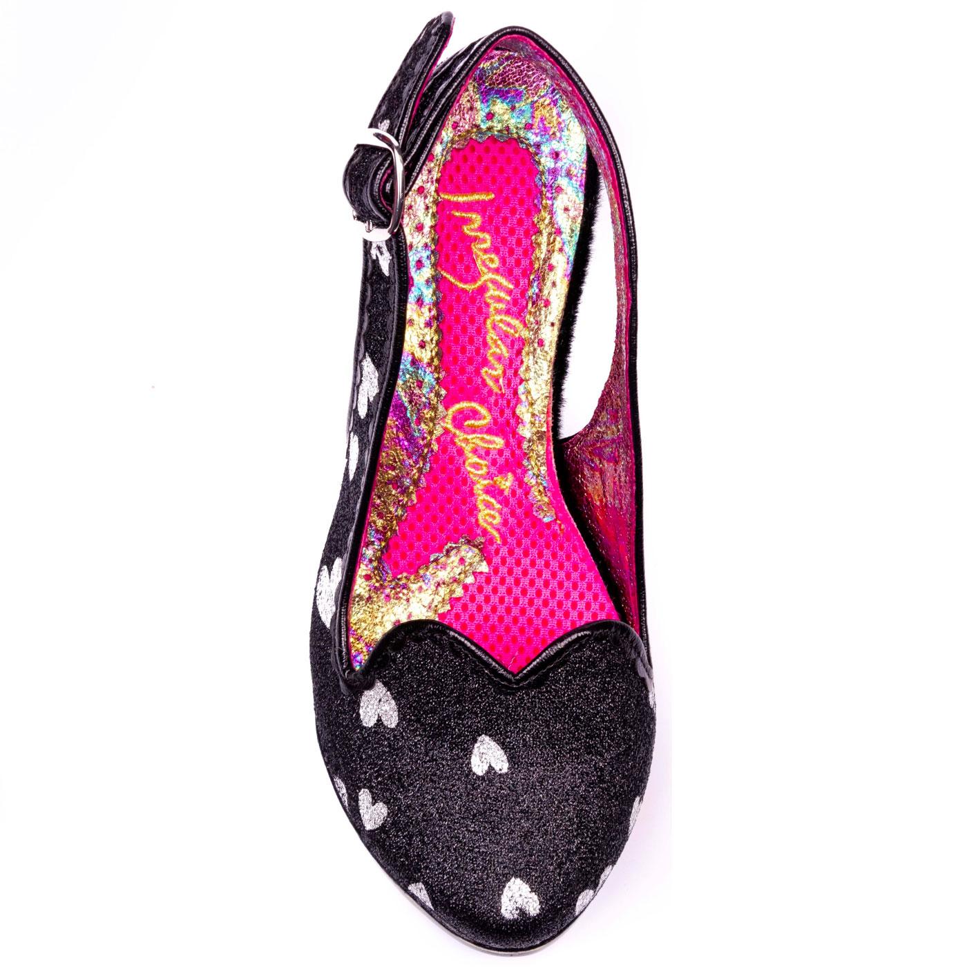IRREGULAR CHOICE Agapi Slingback Texture Heart Heels